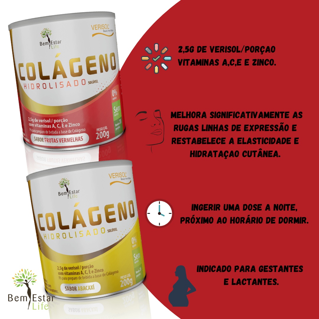 Colágeno Com Verisol Da Bem Estar Life Sabor Frutas Vermelhas - Bem ...